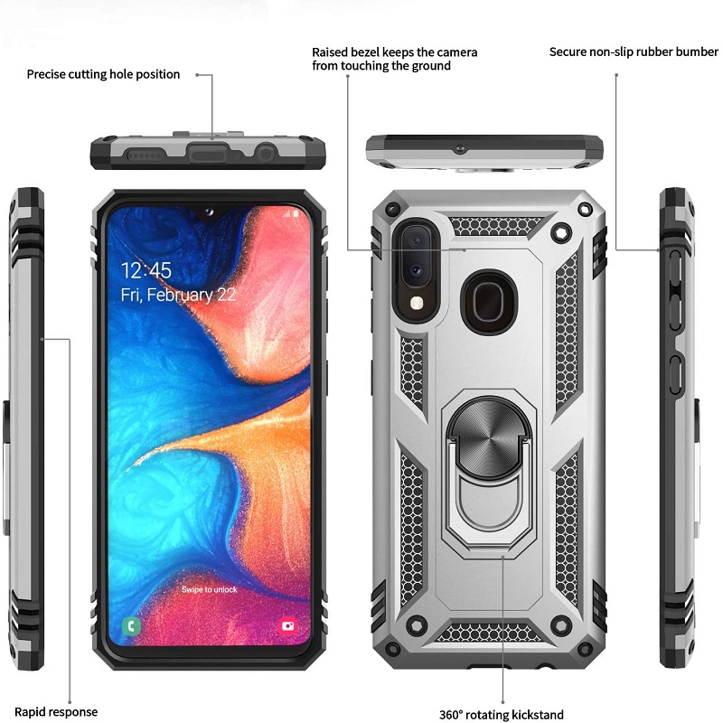 Samsung Galaxy A20e Ring Armor Cover Silver